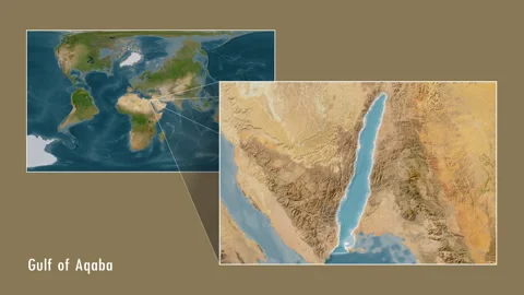 Gulf of Aqaba. Satellite map. Patterson ... | Stock Video | Pond5