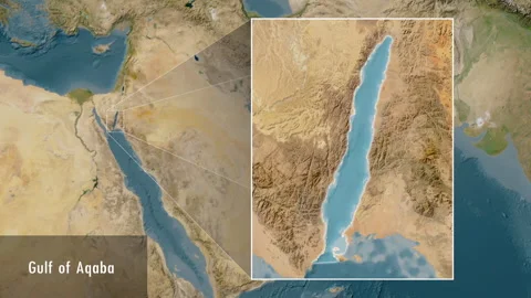 Gulf of Aqaba. Satellite map. Patterson ... | Stock Video | Pond5