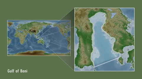 Gulf of Boni. Pale map. Patterson Cylind... | Stock Video | Pond5