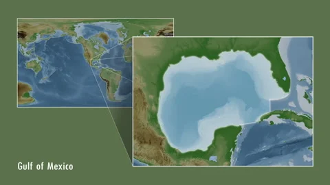 Gulf of Mexico. Pale map. Patterson Cyli... | Stock Video | Pond5