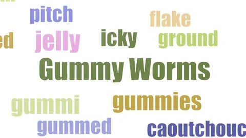 Gummy Worms Word Cloud Animated Isolated | Stock Video | Pond5