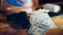 Money Stacks And Guns