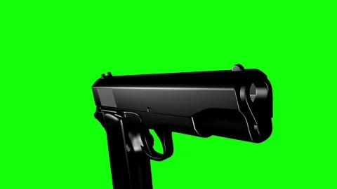 Gun rotating animation on alpha green sc... | Stock Video | Pond5