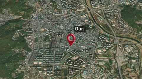 Guri City Map Zoom (South Korea) from Sp... | Stock Video | Pond5