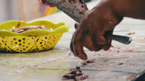 Gut Fish. Cleans Fish. Evisceration of f... | Stock Video | Pond5
