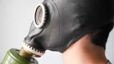 guy in gas mask on white background. The... | Stock Video | Pond5