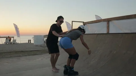 Guy gives Master Class on Roller Skating... | Stock Video | Pond5