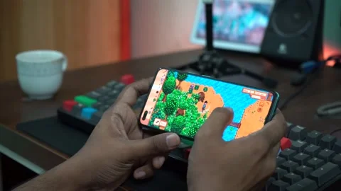 Guy playing simulator game Stardew Valle... | Stock Video | Pond5