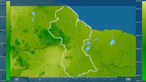 Guyana - average temperature, borders an... | Stock Video | Pond5