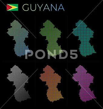Guyana dotted map set. Map of Guyana in dotted style. Borders of the countr..: Royalty Free ...