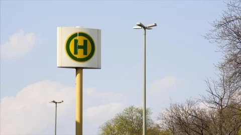 H bus stop public transport station sign... | Stock Video | Pond5