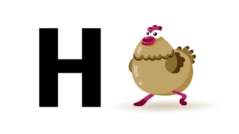 H letter big black like hen cartoon anim... | Stock Video | Pond5