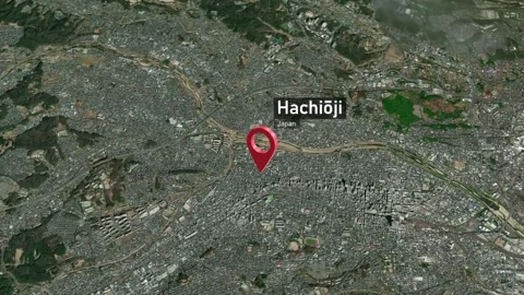 Hachioji City Map Zoom (Japan) from Spac... | Stock Video | Pond5