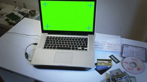 Hacker Crime Scene With Green Screen Com... | Stock Video | Pond5