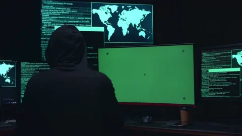 Hacker Hacking With Isolated Mock-Up Gre... | Stock Video | Pond5