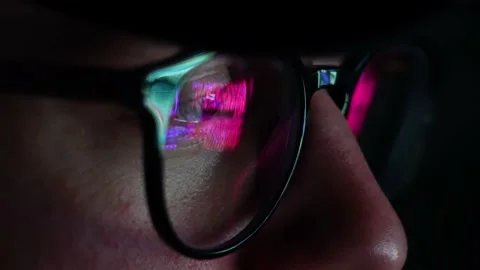 hacker man with neon lights on glasses, ... | Stock Video | Pond5