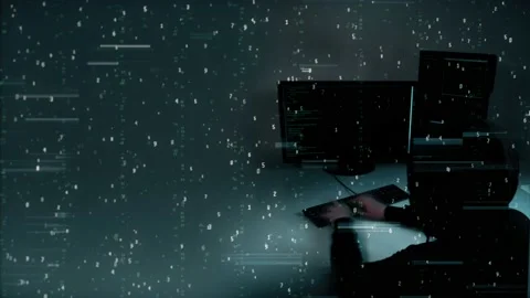 Hacker a programmer is typing terminal c... | Stock Video | Pond5