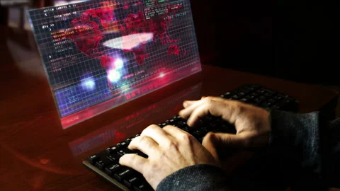 Hacker typing keyboard with earth globe ... | Stock Video | Pond5