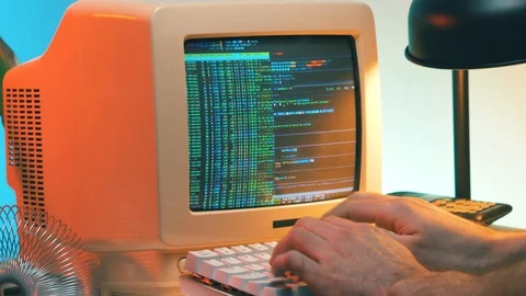 Hacking a Computer in the 80s 90s Old Vi... | Stock Video | Pond5