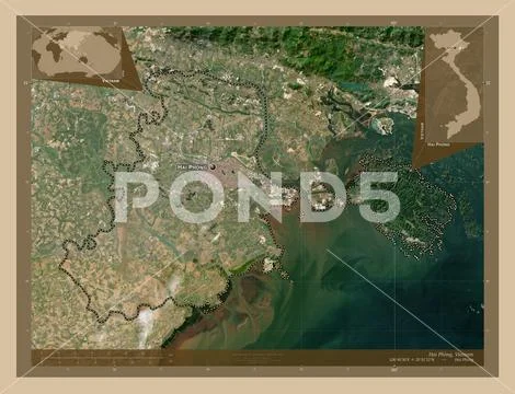 Hai Phong, Vietnam. Low-res satellite. Labelled points of cities ~ Clip ...