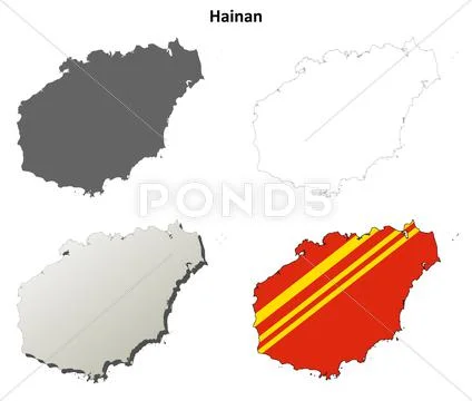 Hainan blank outline map set ~ Clip Art ~ Download #57696739
