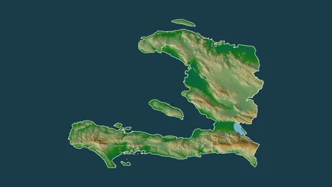 Haiti map - cartoon. Regions. Physical. | Stock Video | Pond5
