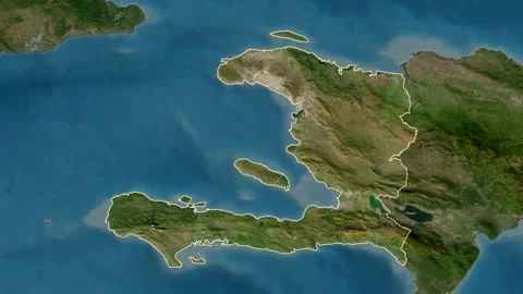 Haiti map - solid. Regions. Satellite. | Stock Video | Pond5