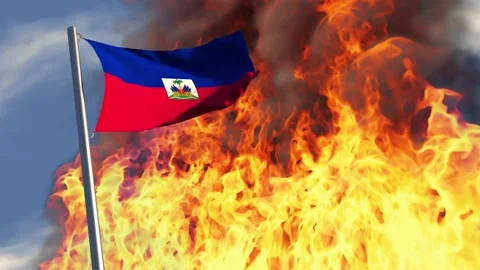 Haitian flag with flames and SFX | Stock Video | Pond5