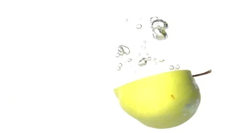 Half Apple Slice Splash Falling Down Int... | Stock Video | Pond5