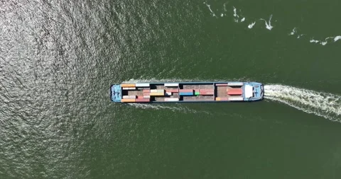 Half empty container ship sailing on ope... | Stock Video | Pond5