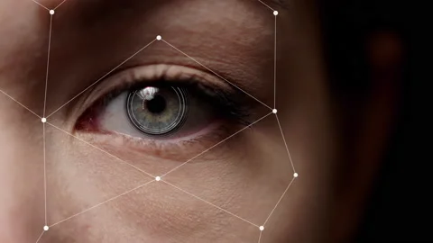 Half face facial recognition. Augmented ... | Stock Video | Pond5