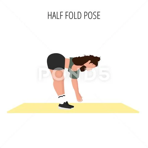 Half fold pose yoga workout vector illustration ~ Clip Art #200987743