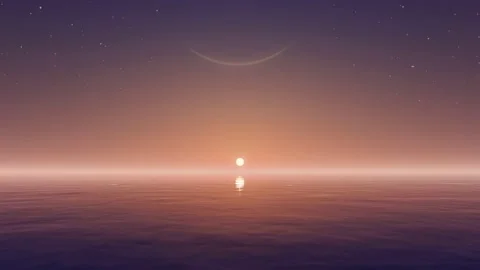 Half moon and rising sun in clear night ... | Stock Video | Pond5