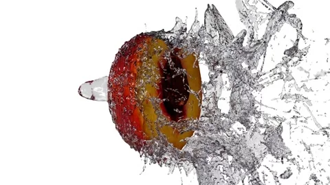 Half Peach Water Splash on White Backgro... | Stock Video | Pond5