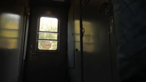 hall corridor inside the railway car tra... | Stock Video | Pond5