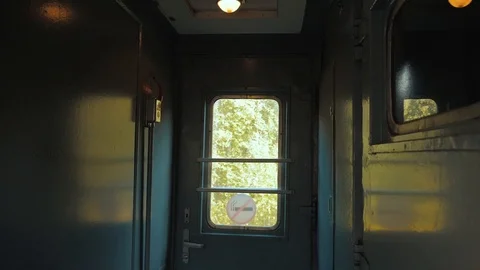 hall corridor inside the railway train c... | Stock Video | Pond5