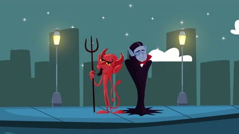 halloween animation with dracula and evi... | Stock Video | Pond5