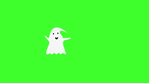 Halloween cartoon ghost animation on gre... | Stock Video | Pond5
