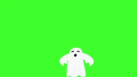 Halloween cartoon ghost animation on gre... | Stock Video | Pond5