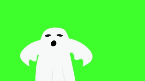 Halloween cartoon ghost animation on gre... | Stock Video | Pond5