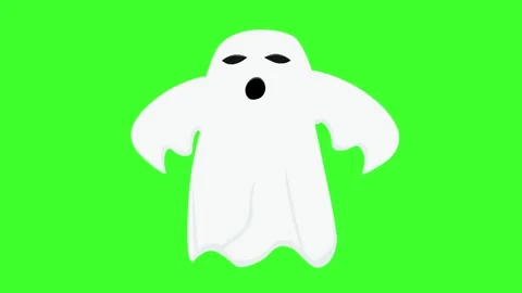 Halloween cartoon ghost animation on gre... | Stock Video | Pond5