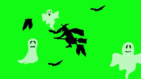 Halloween elements animation on green sc... | Stock Video | Pond5
