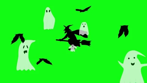 Halloween elements animation on green sc... | Stock Video | Pond5
