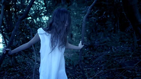halloween . the ghost of a girl with lon... | Stock Video | Pond5