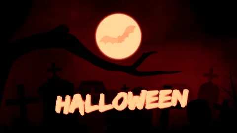 Halloween scene with bat on full moon. B... | Stock Video | Pond5