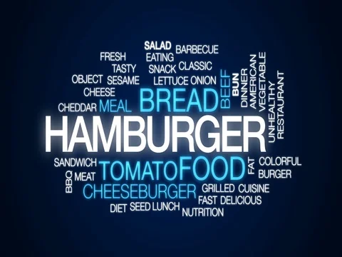 Hamburger animated word cloud, text desi... | Stock Video | Pond5