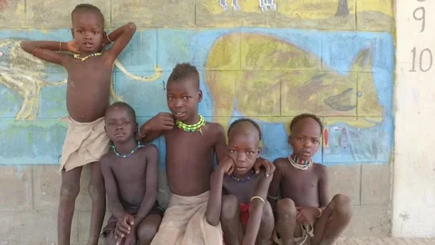 Hamer tribe children in a school in fron... | Stock Video | Pond5