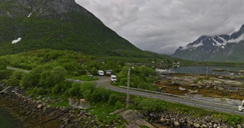 Hammerstad Norway v2 low level flyover i... | Stock Video | Pond5