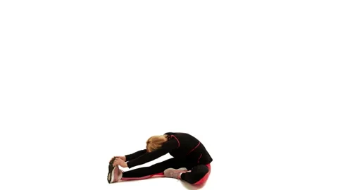 Hamstring seated toe touch on a virtual ... | Stock Video | Pond5