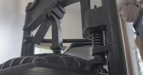 Hand-Crank Printing Press at work - 18th... | Stock Video | Pond5